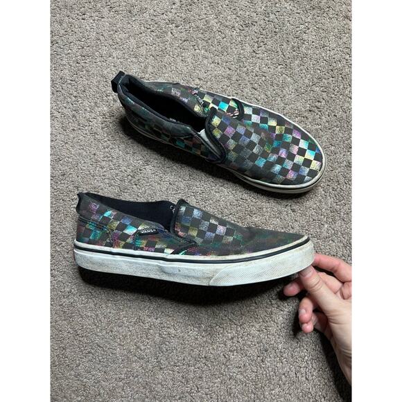 Vans | Shoes | Us Missy Kids Size 5 Rainbow Metallic Checker Print Vans ...